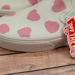 Pink Heart Slip on Vans | Slip on Vans | Custom Vans - Etsy