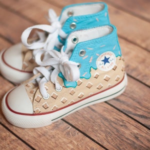 Blue Ice Cream Cone Hand Painted High Top Converse - Etsy