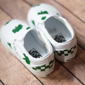 Checkered Shamrock Slip on Vans - Etsy