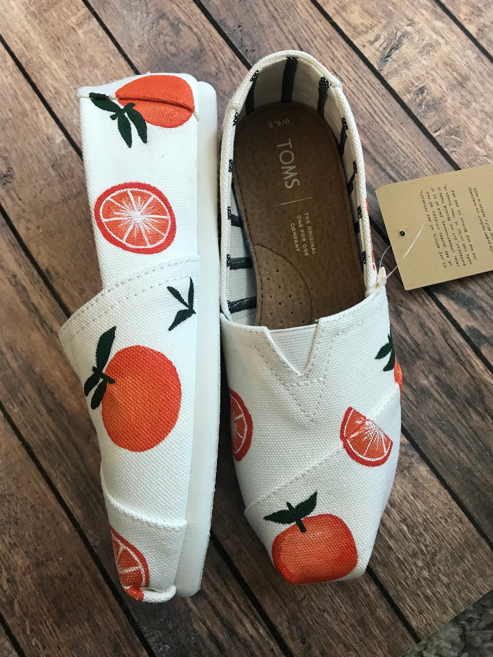 Orange Citrus Hand-painted Toms Custom Toms - Etsy