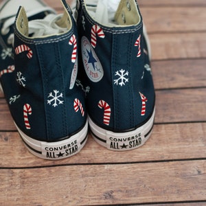 Hand Painted Candy Cane Converse - Etsy