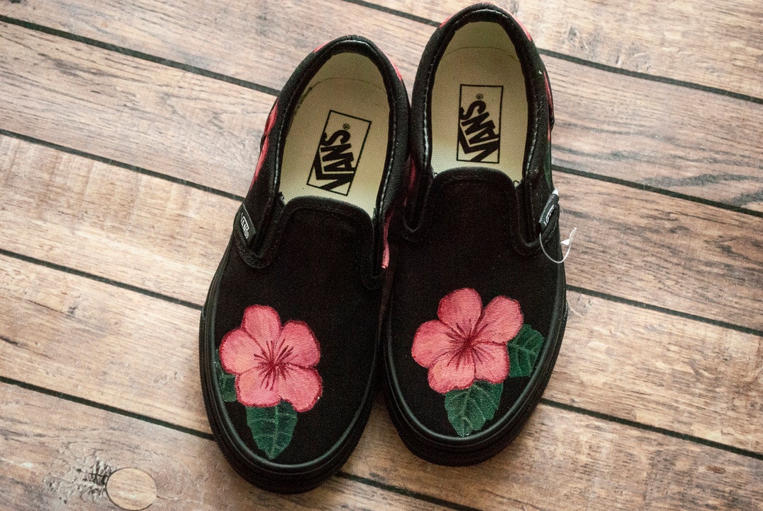 Hawaiian Flowers Hand Painted Vans | Custom Vans - Etsy
