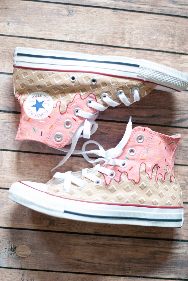 Ice Cream Cone Hand Painted High Top Converse - Etsy