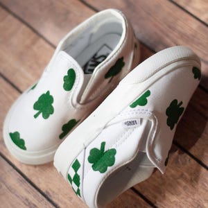 Checkered Shamrock Slip on Vans - Etsy