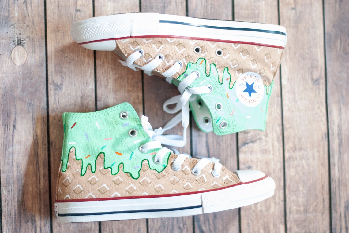 Mint Ice Cream High Top Converse Ice Cream Custom Converse - Etsy
