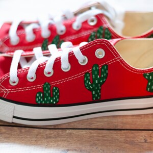 Hand Painted Cactus Converse: Custom Low Top Sneakers - Etsy