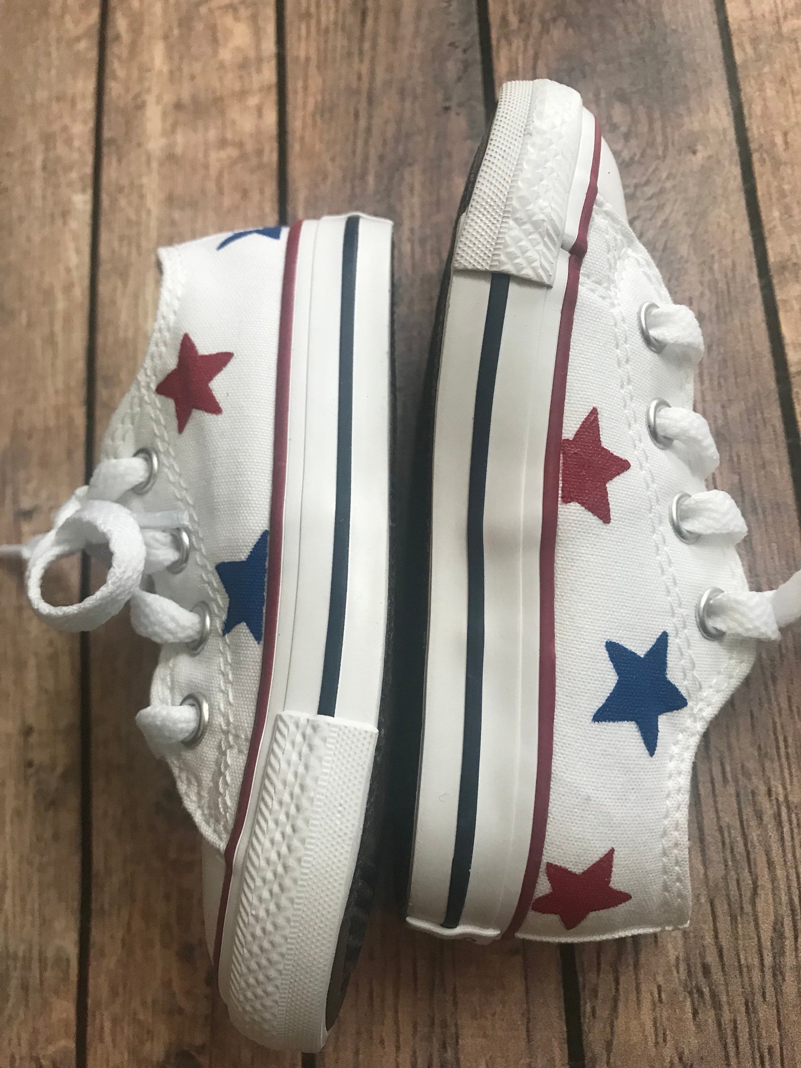 Red and Blue Hand Painted Star Converse - Etsy