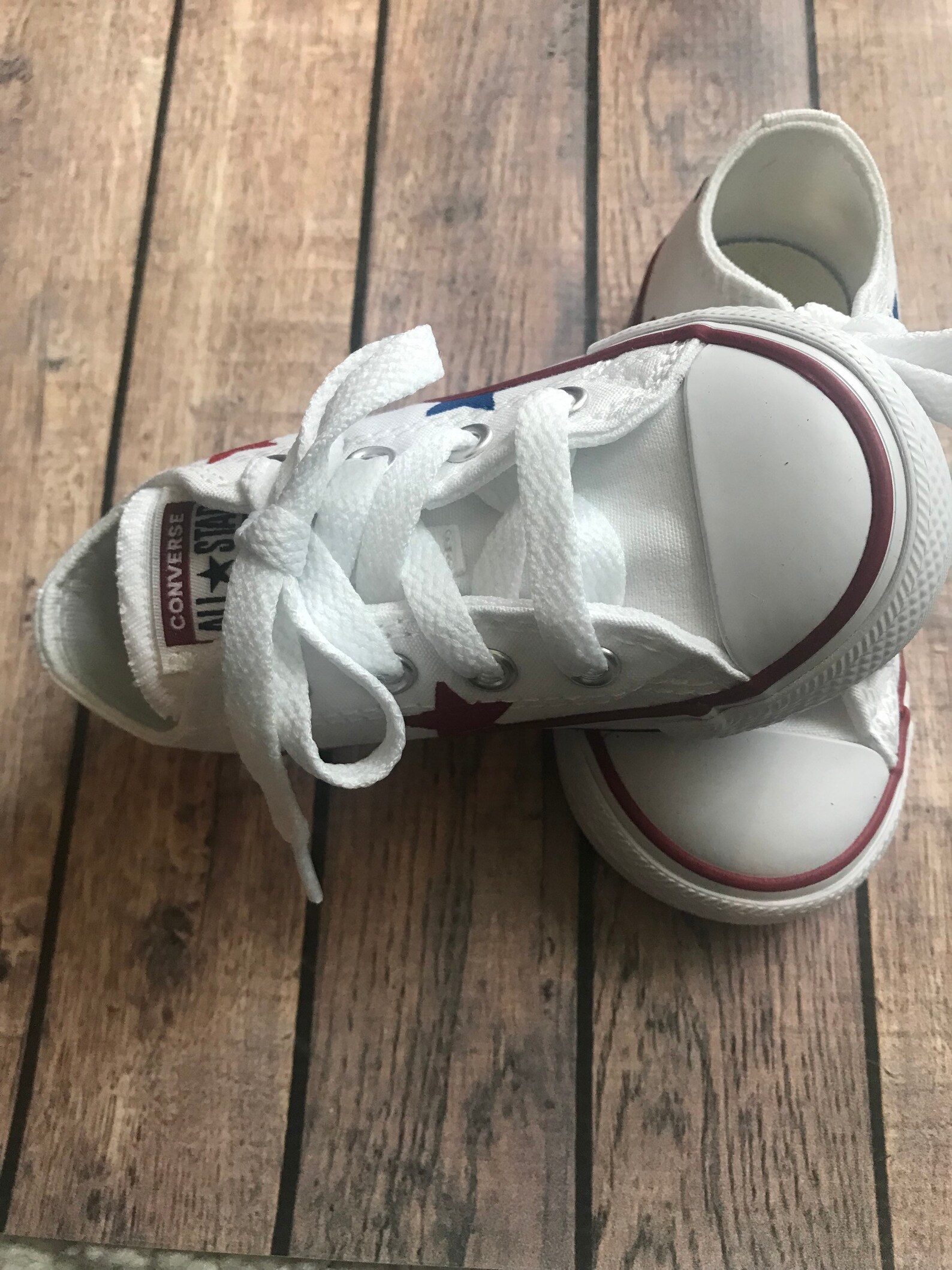 Red and Blue Hand Painted Star Converse - Etsy