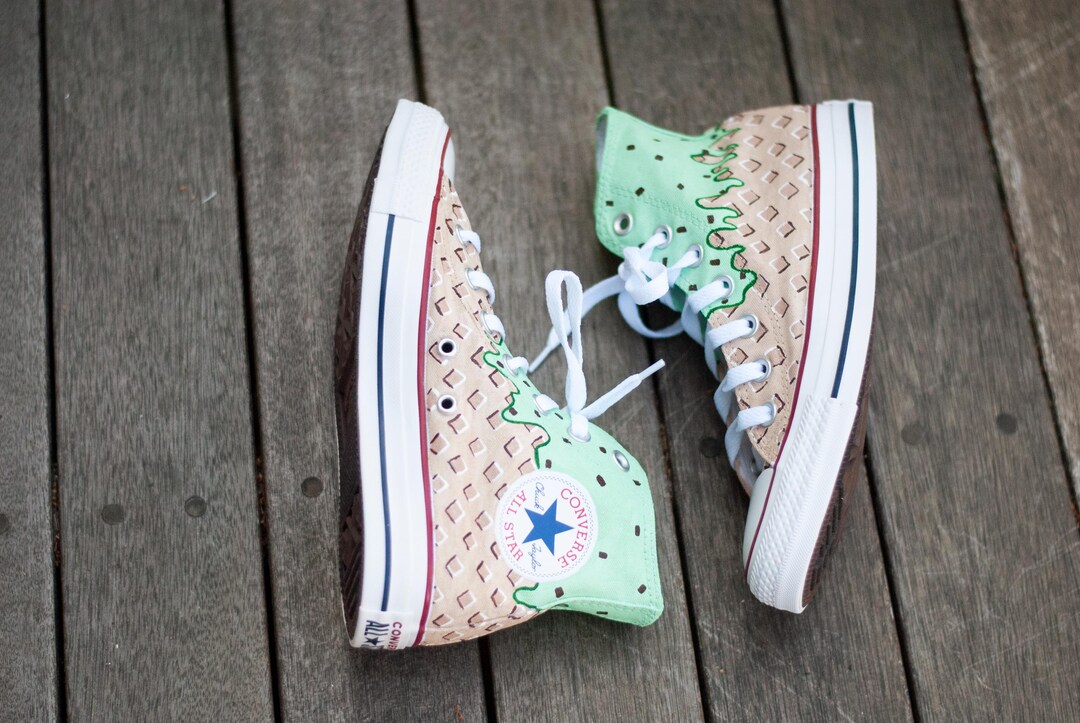Hand Painted Mint Chocolate Chip Ice Cream Converse - Etsy