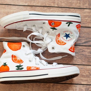 Custom Hand Painted Orange High Top Converse - Etsy