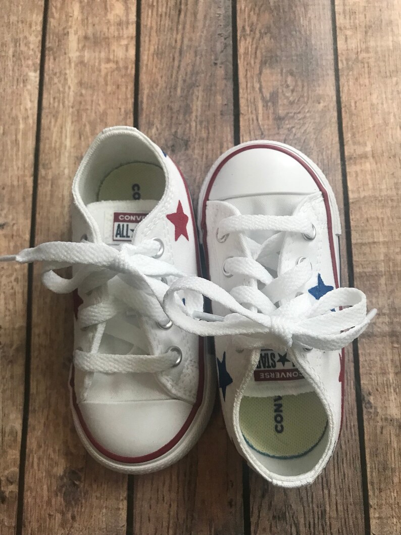 Red and Blue Hand Painted Star Converse - Etsy