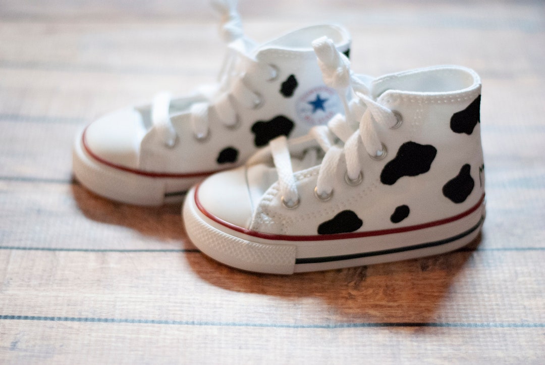 Hand Painted Cow Print High Top Converse - Etsy