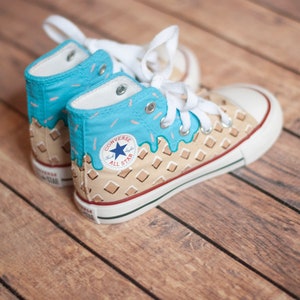 Blue Ice Cream Cone Hand Painted High Top Converse - Etsy