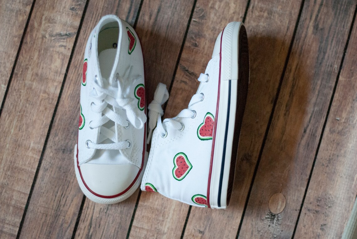 Watermelon Heart Converse Custom Painted Converse | Etsy