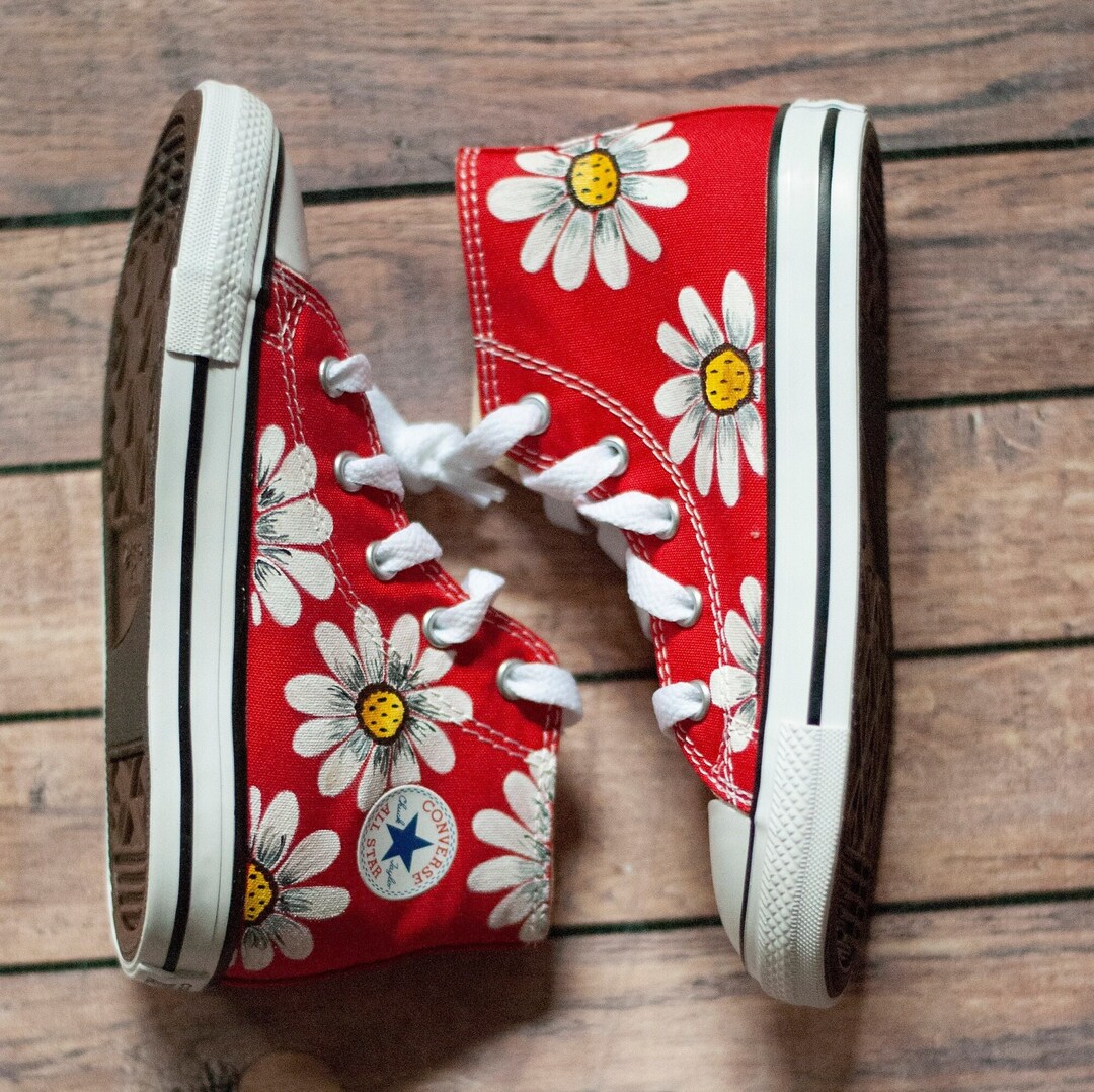 Daisy High Top Converse | Daisy Converse | Hand Painted Daisy Converse ...