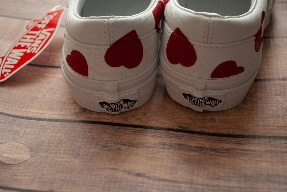 Red Heart Slip on Vans Valentine's Vans Hand Painted - Etsy