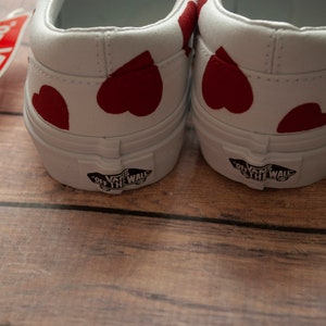 Red Heart Slip on Vans | Valentine's Vans | Hand Painted Vans - Etsy