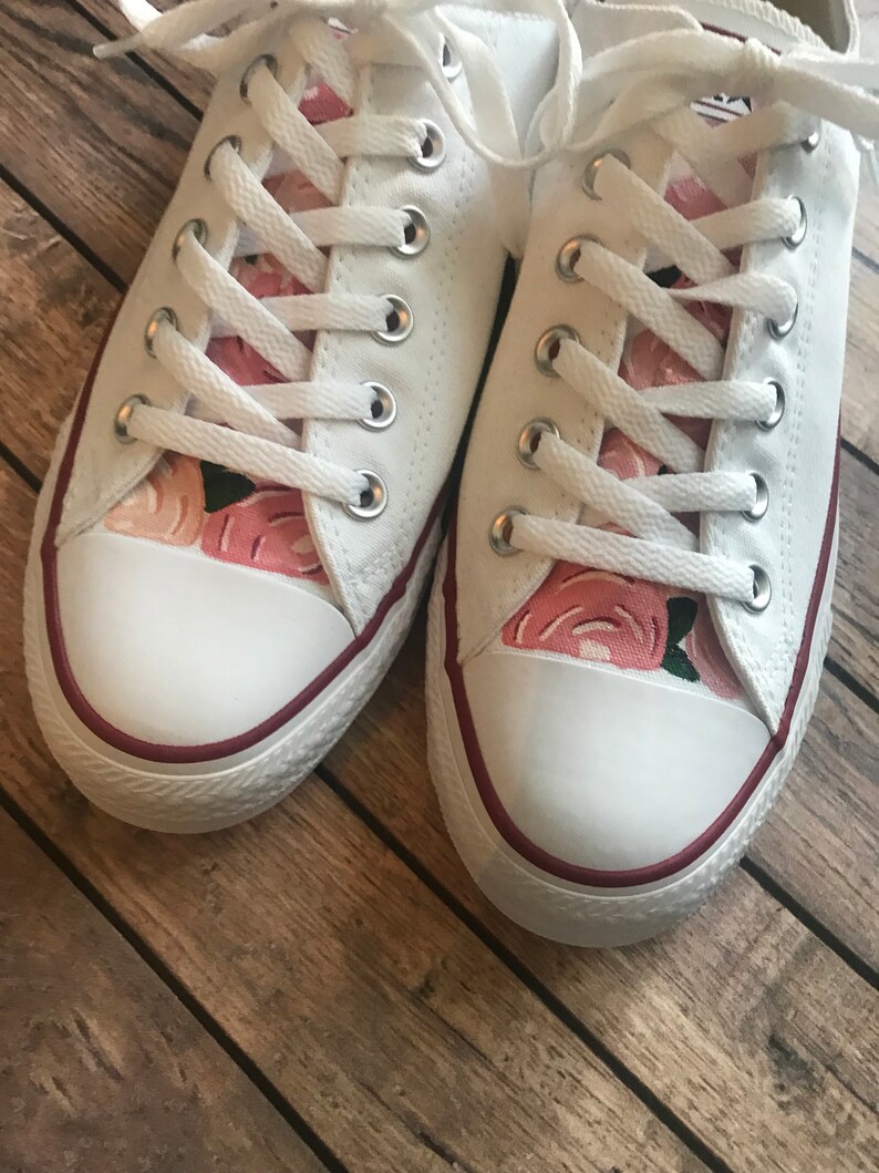 Rose Converse Custom White Converse Hand Painted - Etsy