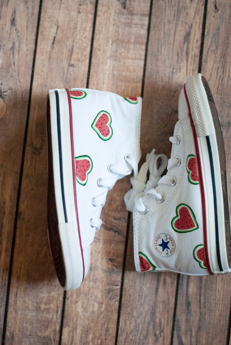 Watermelon Heart Converse Custom Painted Converse - Etsy