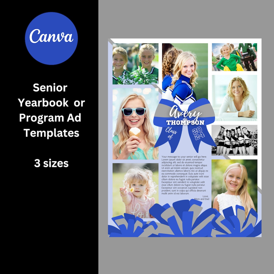 Template for Senior Yearbook or Program Ad - Full, Half, and Quarter ...