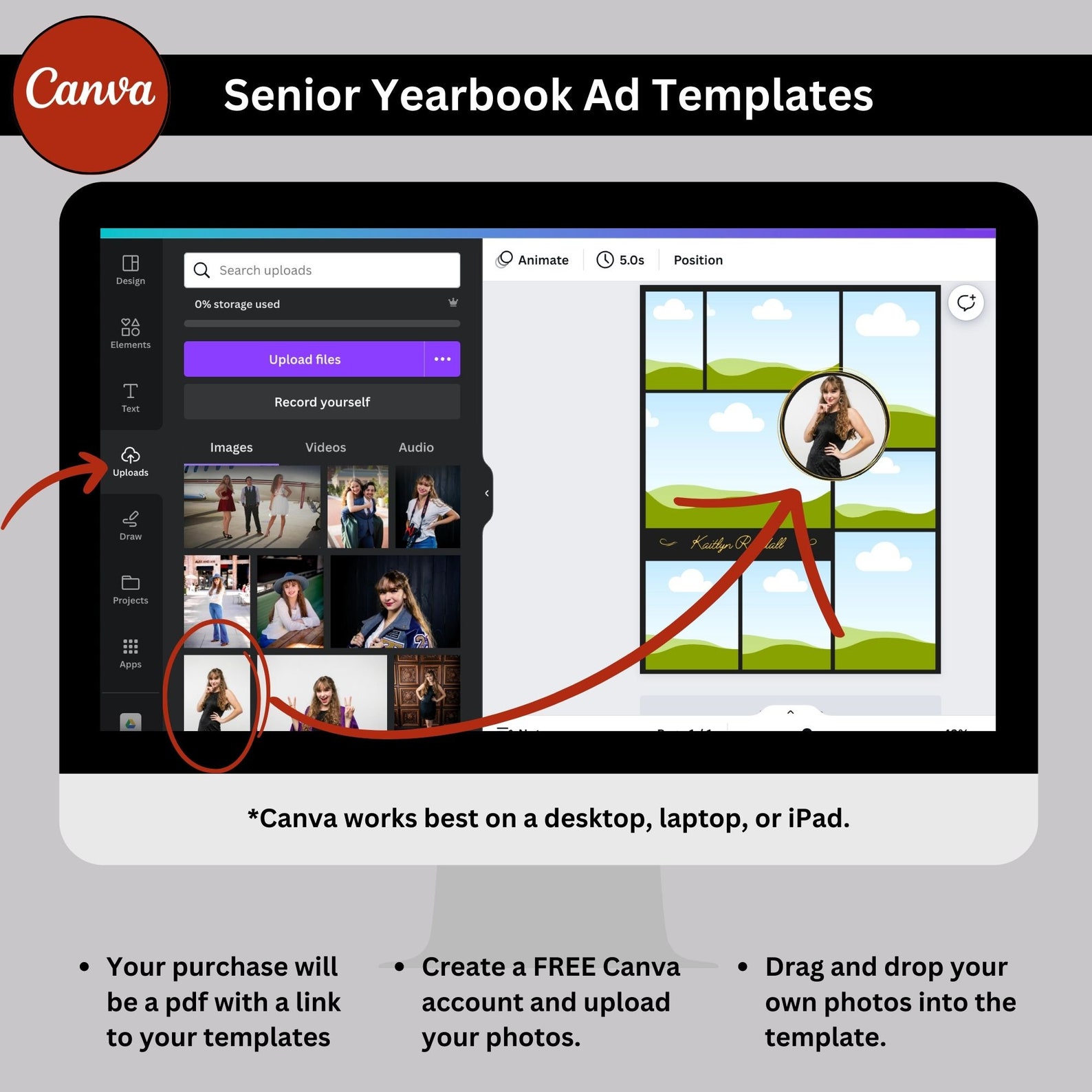 Template for Senior Yearbook or Program Ad Full, Half, and Quarter Page ...