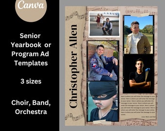 Template for Senior Yearbook or Program Ad - Full, Half, and Quarter ...