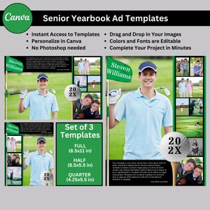 Template for Senior Yearbook or Program Ad - Full, Half, and Quarter ...