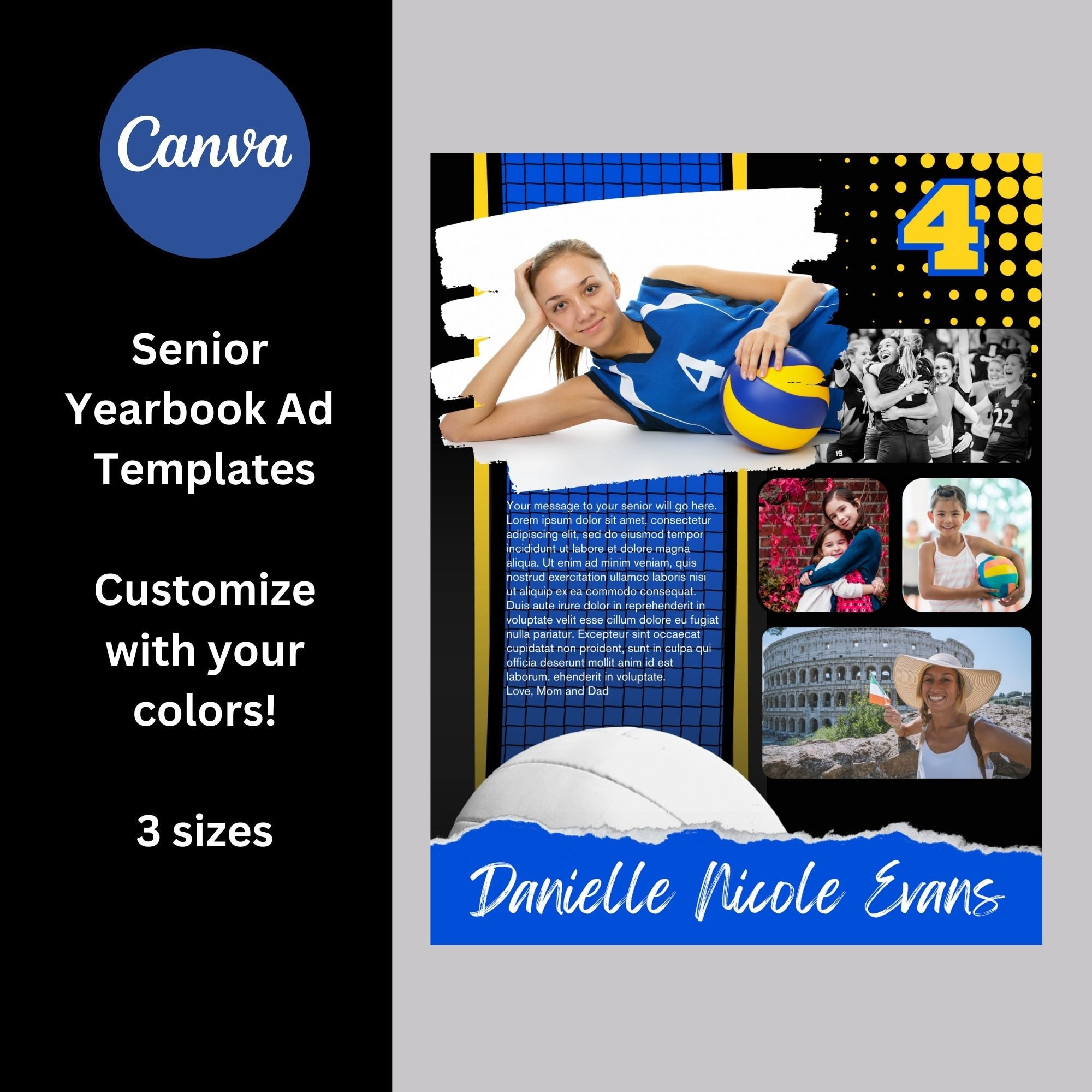 Template for Senior Yearbook or Program Ad - Full, Half, and Quarter ...