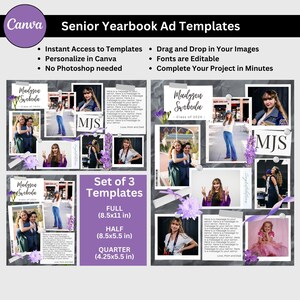 Template for Senior Yearbook or Program Ad - Full, Half, and Quarter ...