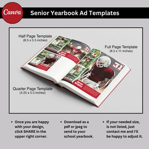 Football Sports Program or Senior Yearbook Ad Template: Customizable ...