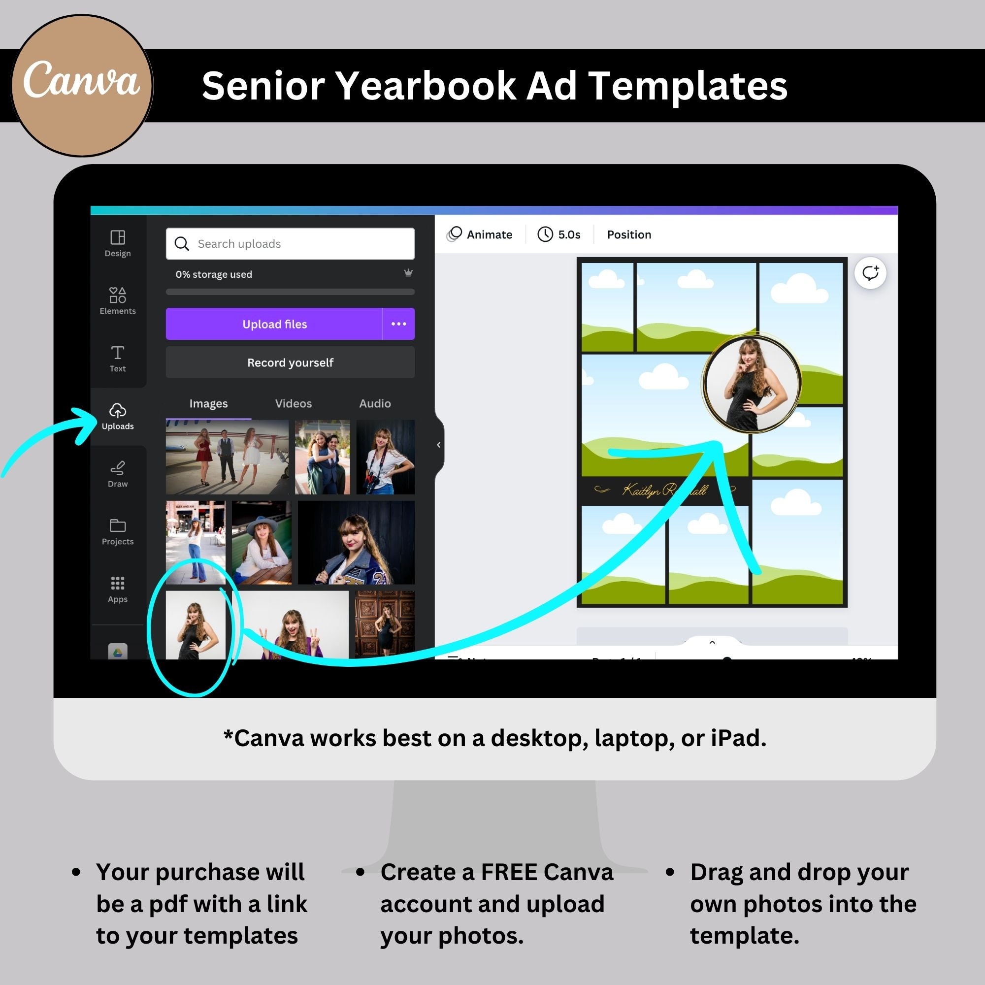 Template for Senior Yearbook or Program Ad - Full, Half, and Quarter ...