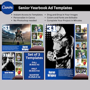Football Sports Program or Senior Yearbook Ad Template: Customizable ...