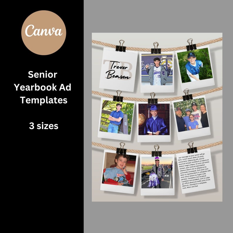 Template for Senior Yearbook or Program Ad - Full, Half, and Quarter ...