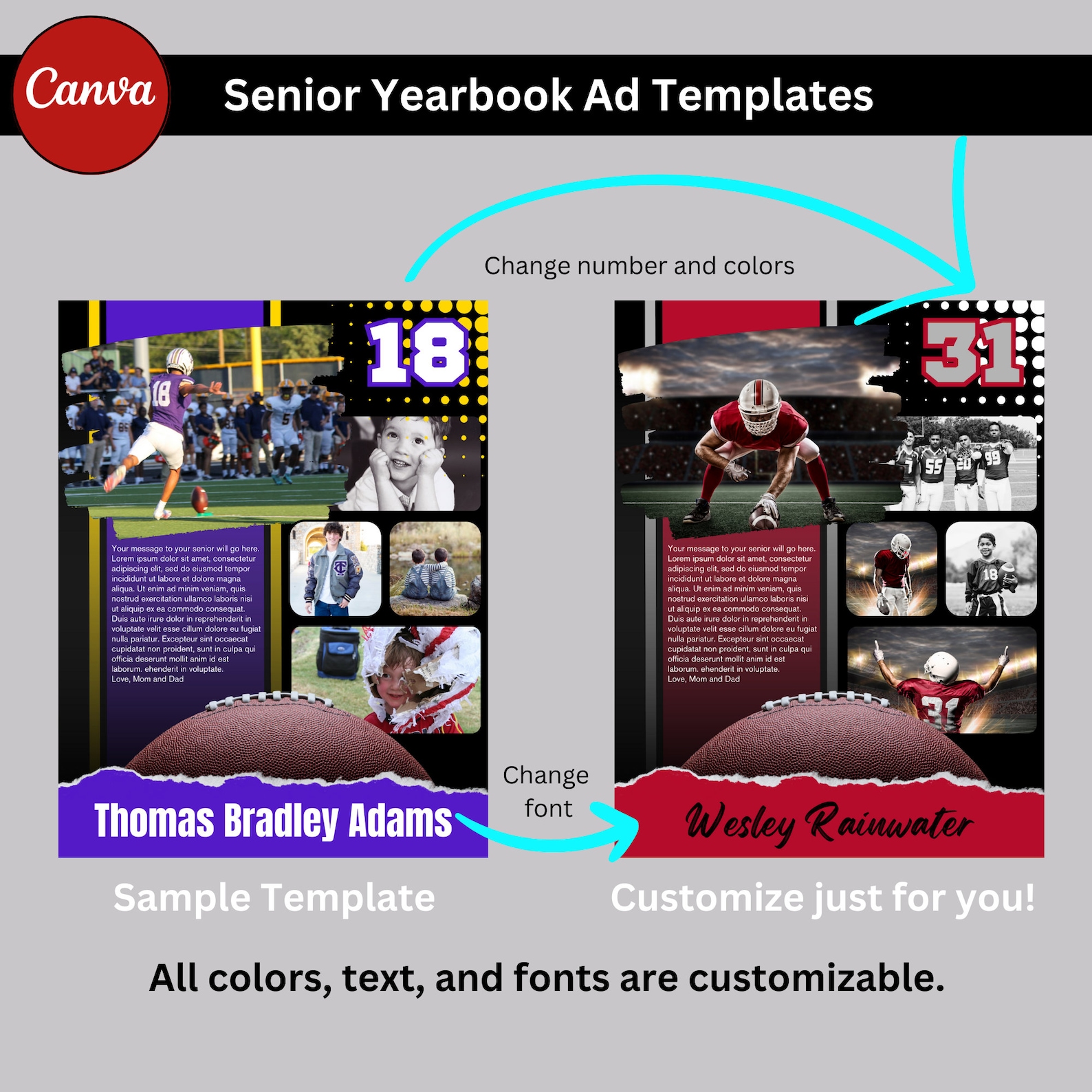 Baseball Sports Program or Senior Yearbook Ad Template: Customizable ...