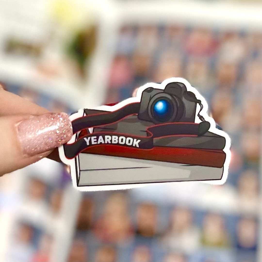 Yearbook Sticker - Camera on a Stack of Yearbooks - 3 Inches, High ...
