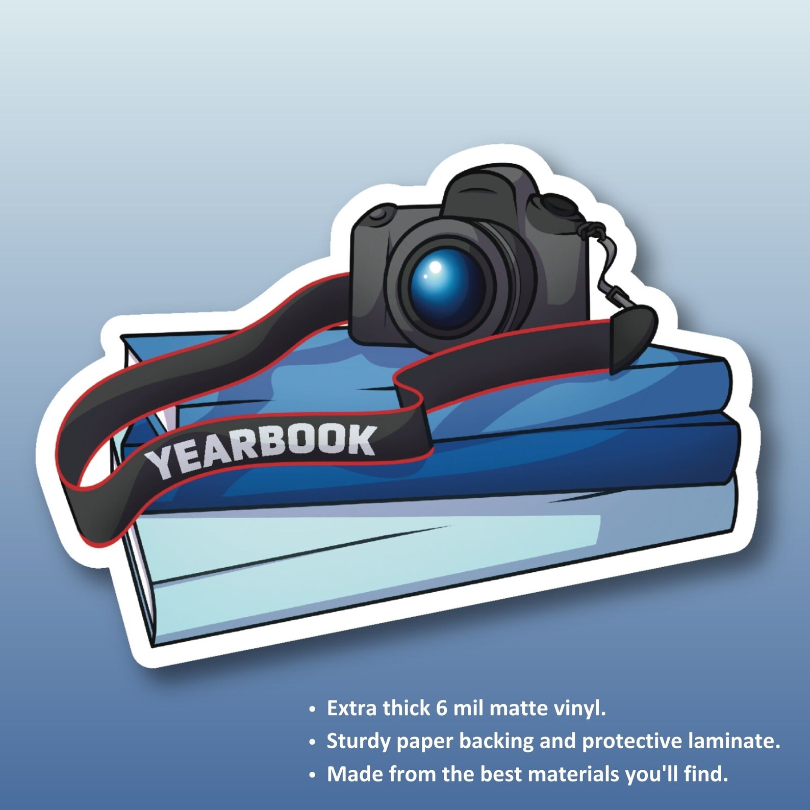 Yearbook Sticker - Camera on a Stack of Yearbooks - 3 Inches, High ...