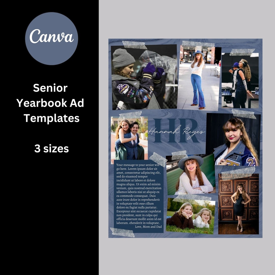 Senior Yearbook Ad Template: Blue Collage Design (canva, Full/half ...