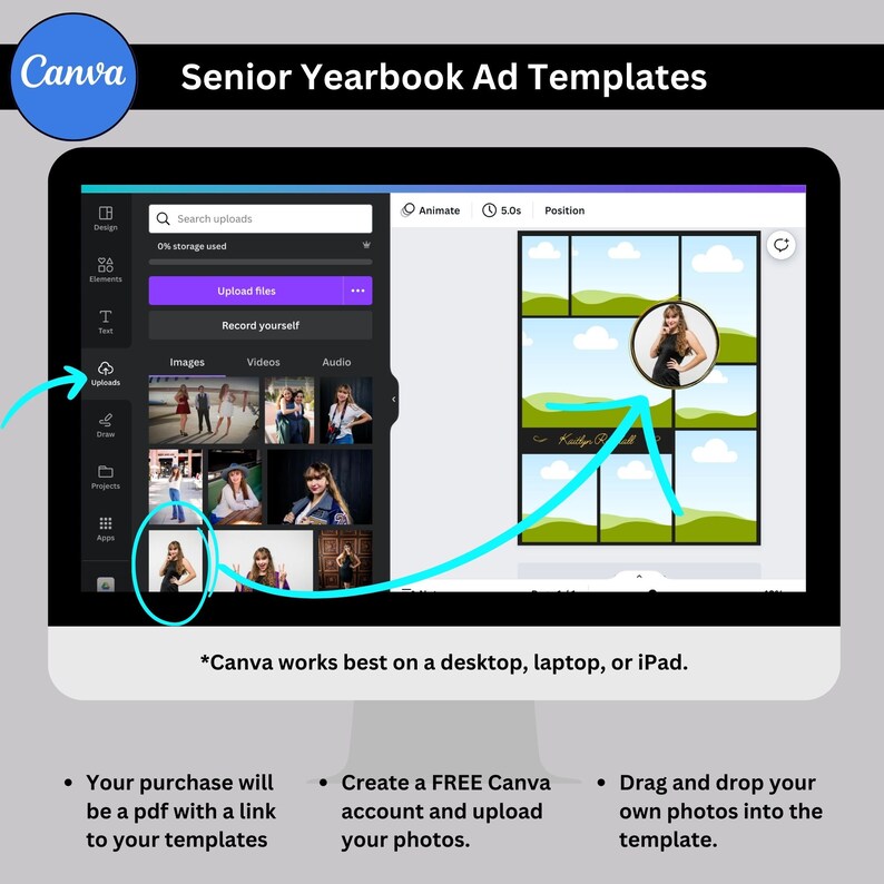 Template for Senior Yearbook or Program Ad - Full, Half, and Quarter ...