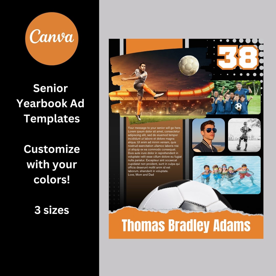 Soccer Sports Program or Senior Yearbook Ad Template: Customizable ...