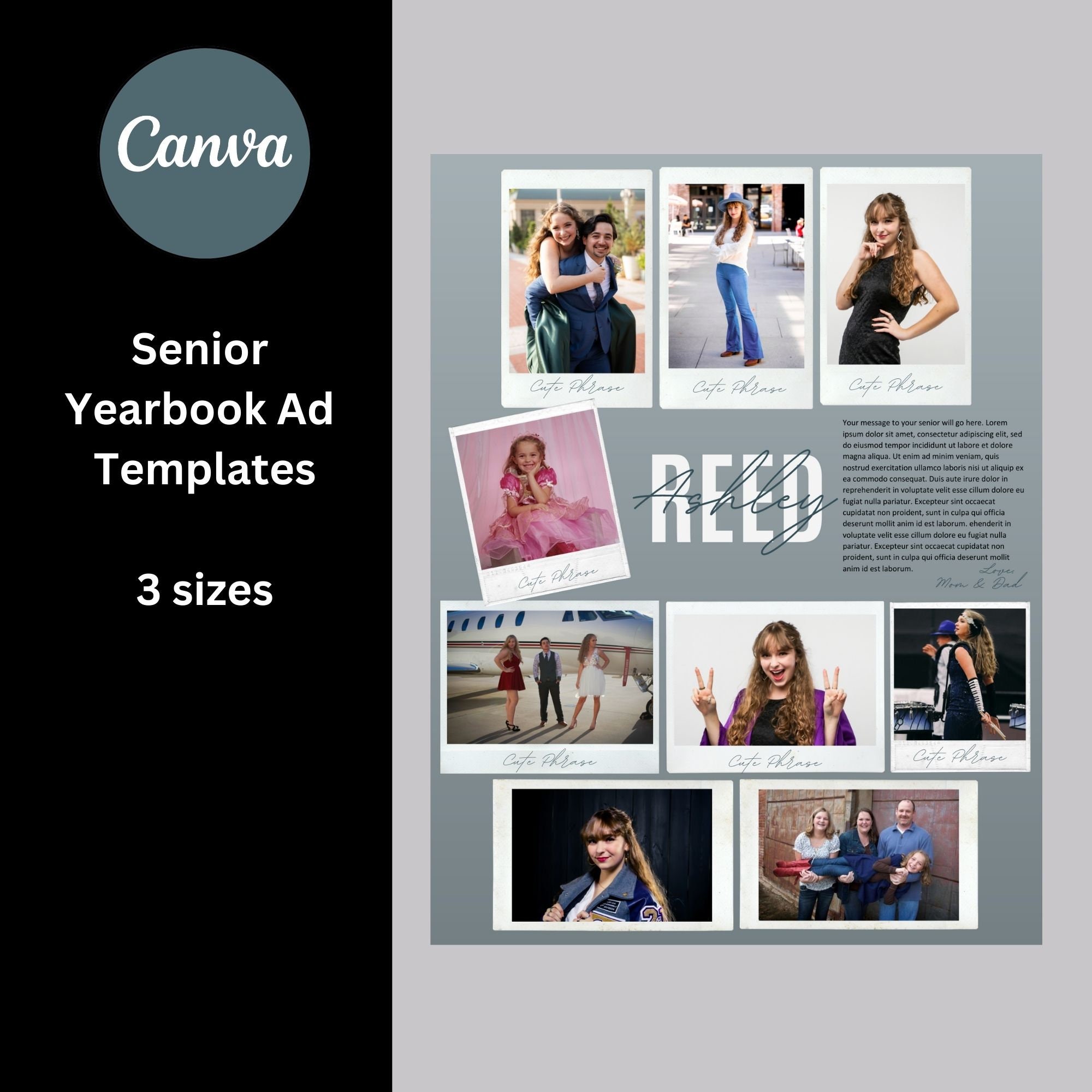 Template for Senior Yearbook or Program Ad Full, Half, and Quarter Page ...
