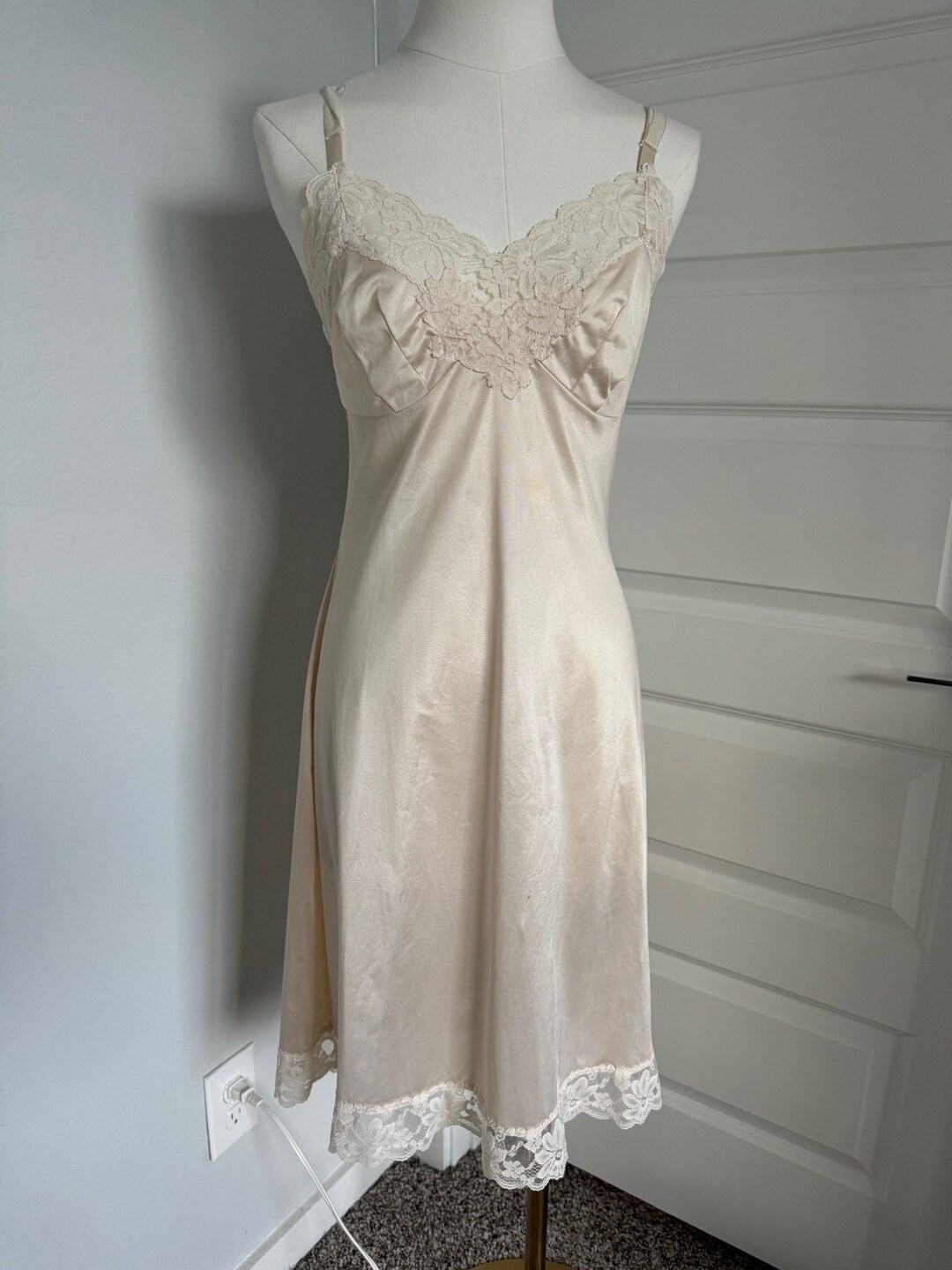 Vintage Lace Slip Dress Medium Etsy