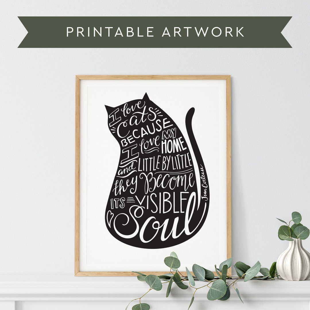 Cat Printable, Cat Lover Gift, Printable Wall Art, Printable Wall Decor ...