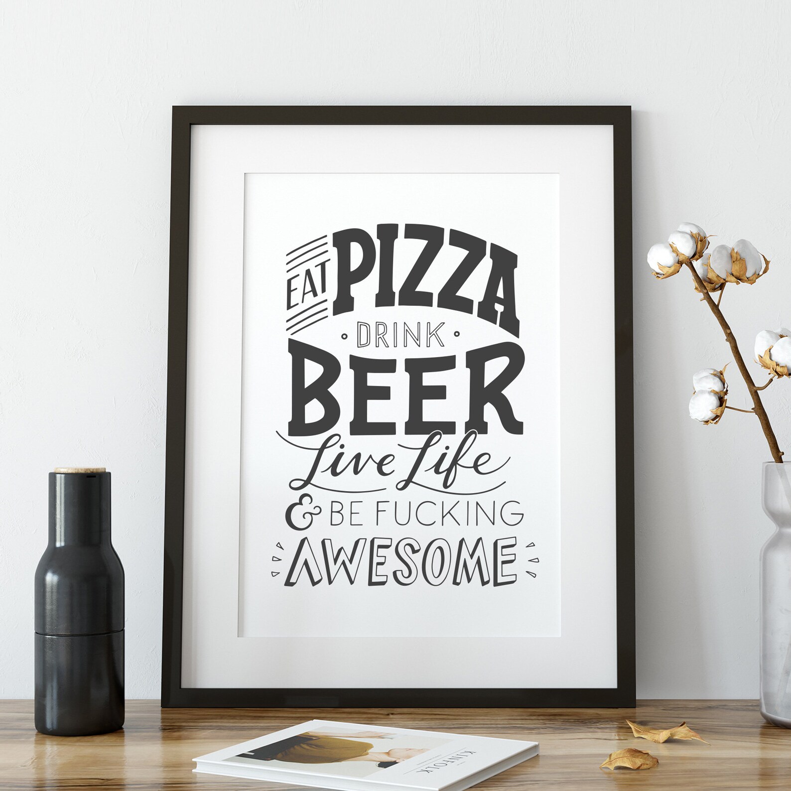 Pizza and Beer Quote Print Wall Sign Print Wall Art Hand - Etsy