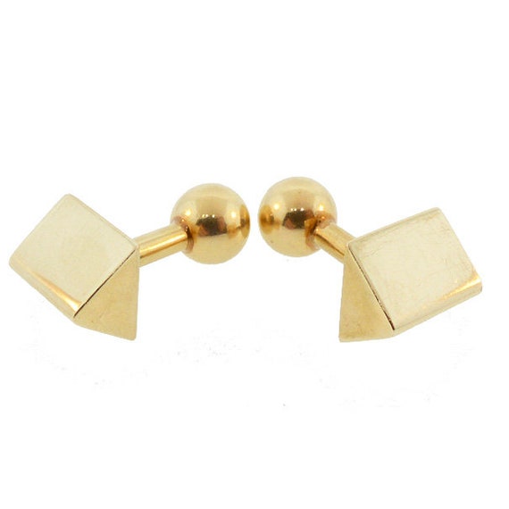 Louis Tamis & Sons Art Deco 14K Gold Barbell Cufflinks - Gem