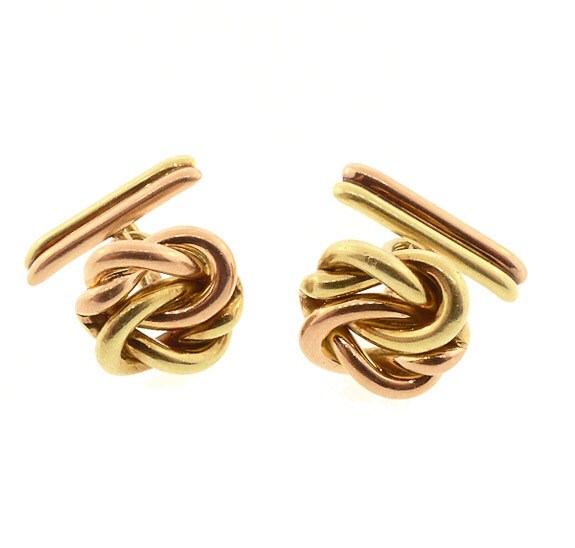 Retro 14K Yellow & Rose Gold Knot Cufflinks