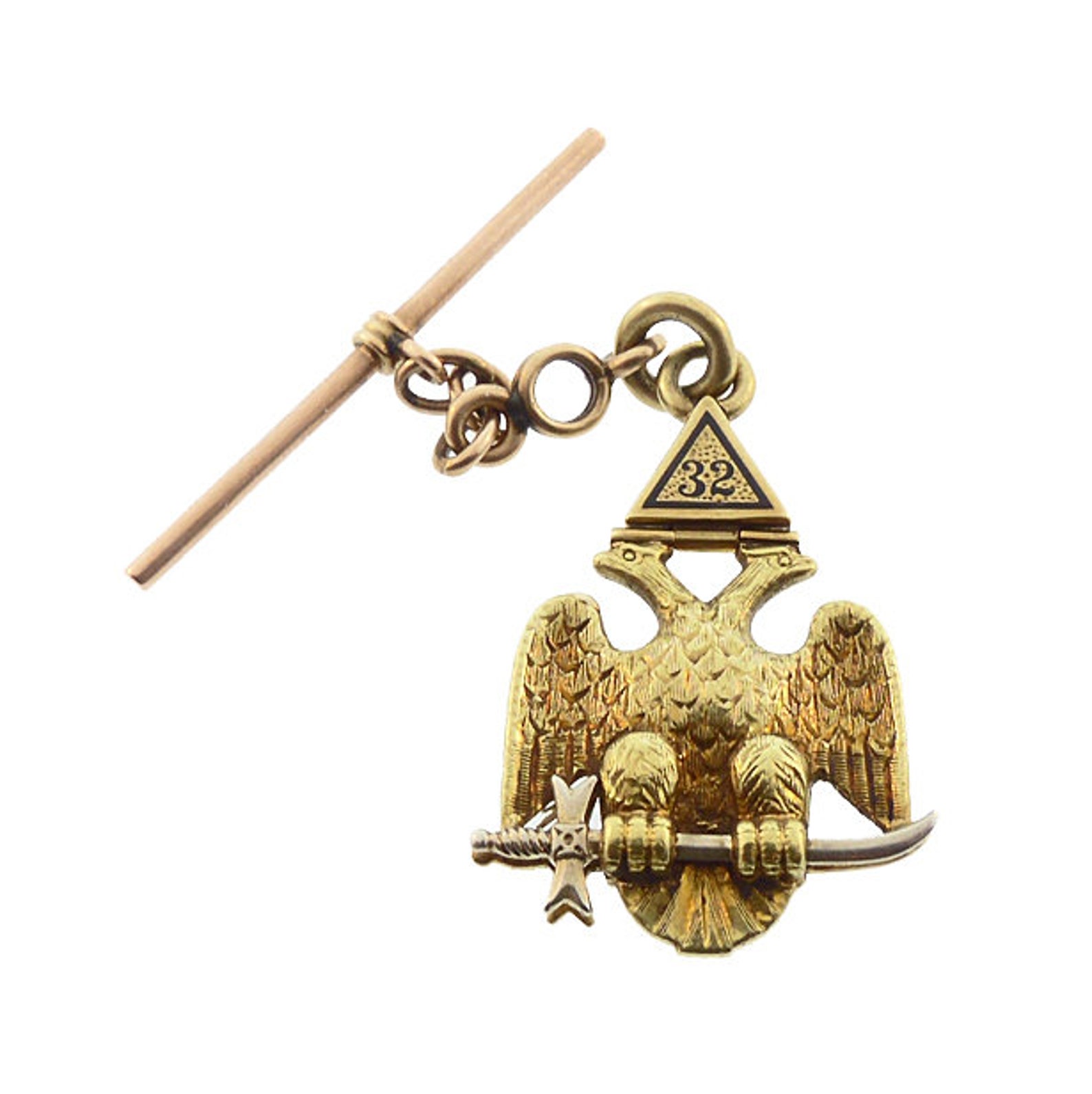 14K Gold Platinum & Enamel 32nd Degree Masonic Fob - Etsy
