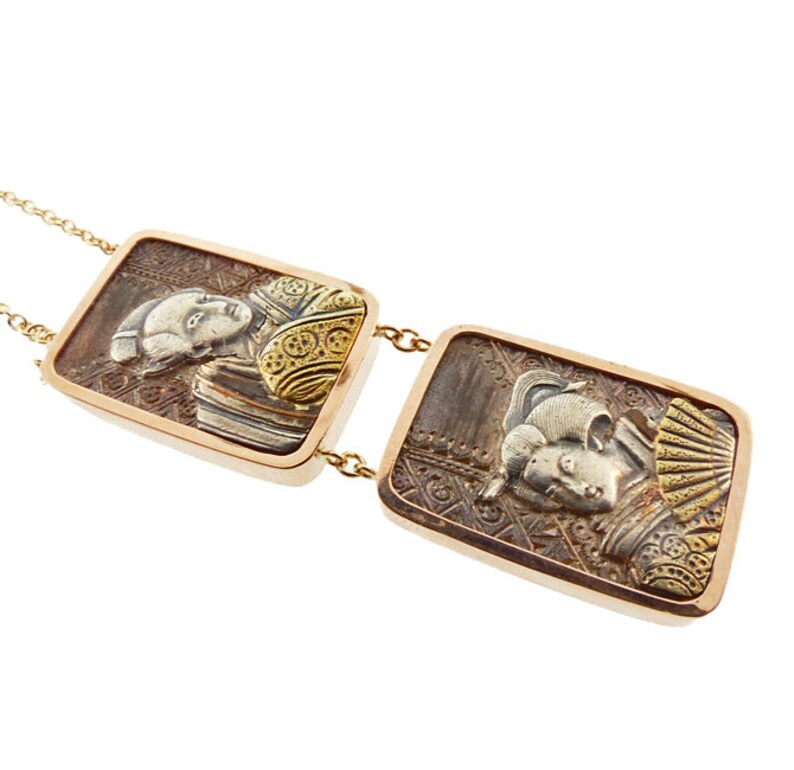 14K Gold & Japanese Mixed Metal Shakudo Pendant Necklace - Etsy