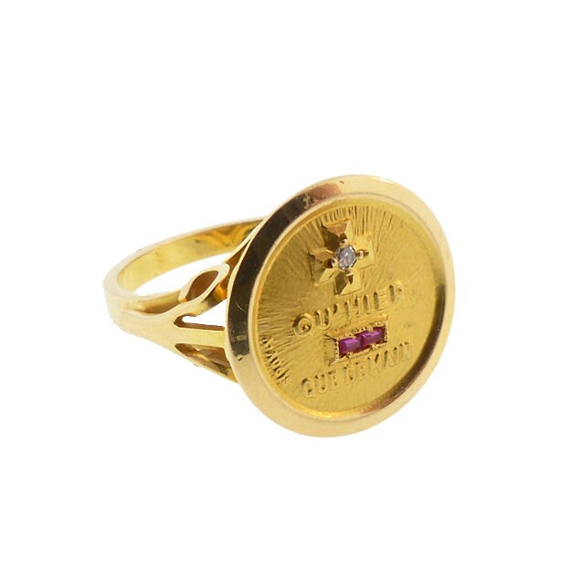 A Augis 18K Gold, Ruby & Diamond PLUS QU’HIER Love Token Ring