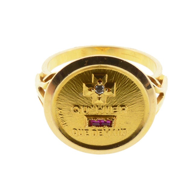 A Augis 18K Gold, Ruby & Diamond PLUS QU’HIER Love Token Ring