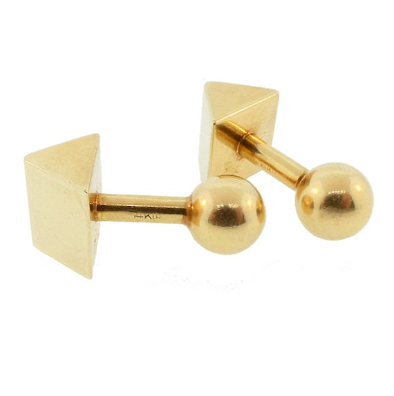 Louis Tamis & Sons Art Deco 14K Gold Barbell Cufflinks - Gem